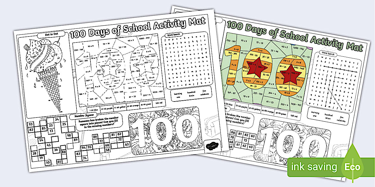 100 Days of Learning 3-6 Activity Mat (teacher made)