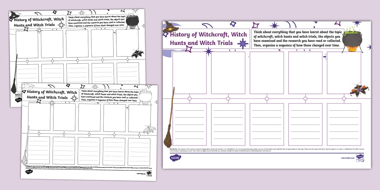 History of Witchcraft, Witch Hunts and Witch Trials Worksheet