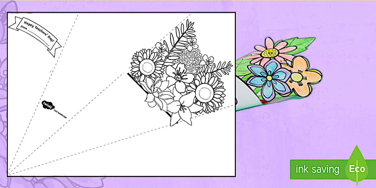 World Teachers' Day Bouquet Colouring Sheet | Twinkl