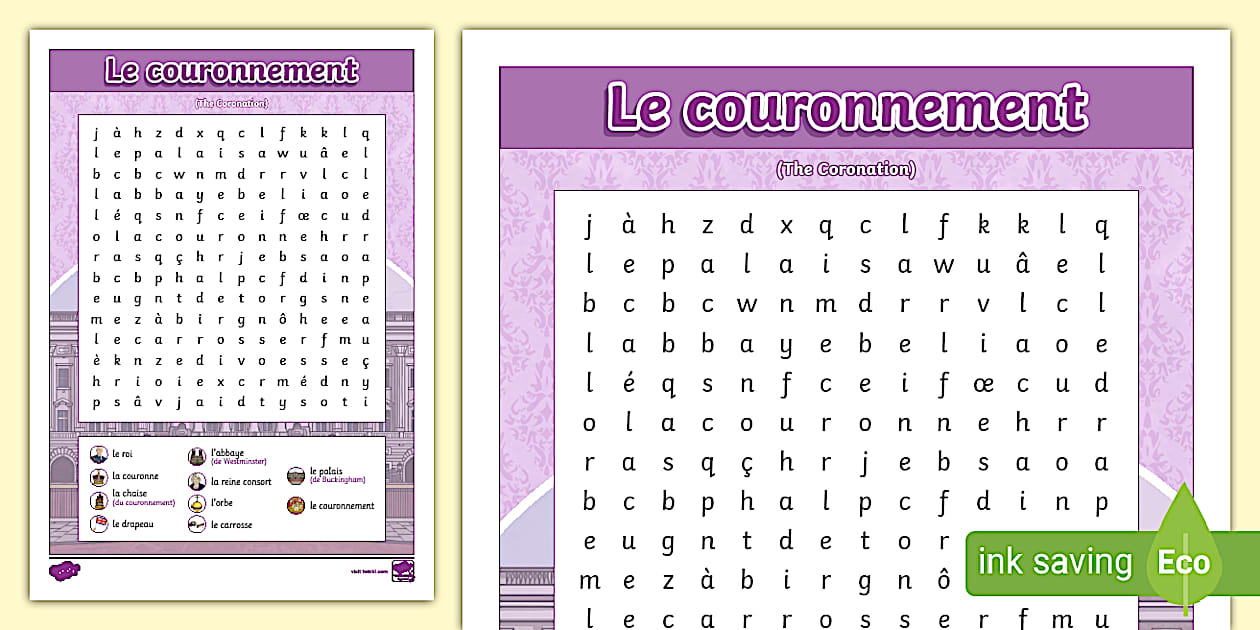 👉 Coronation Word Search: French - Twinkl