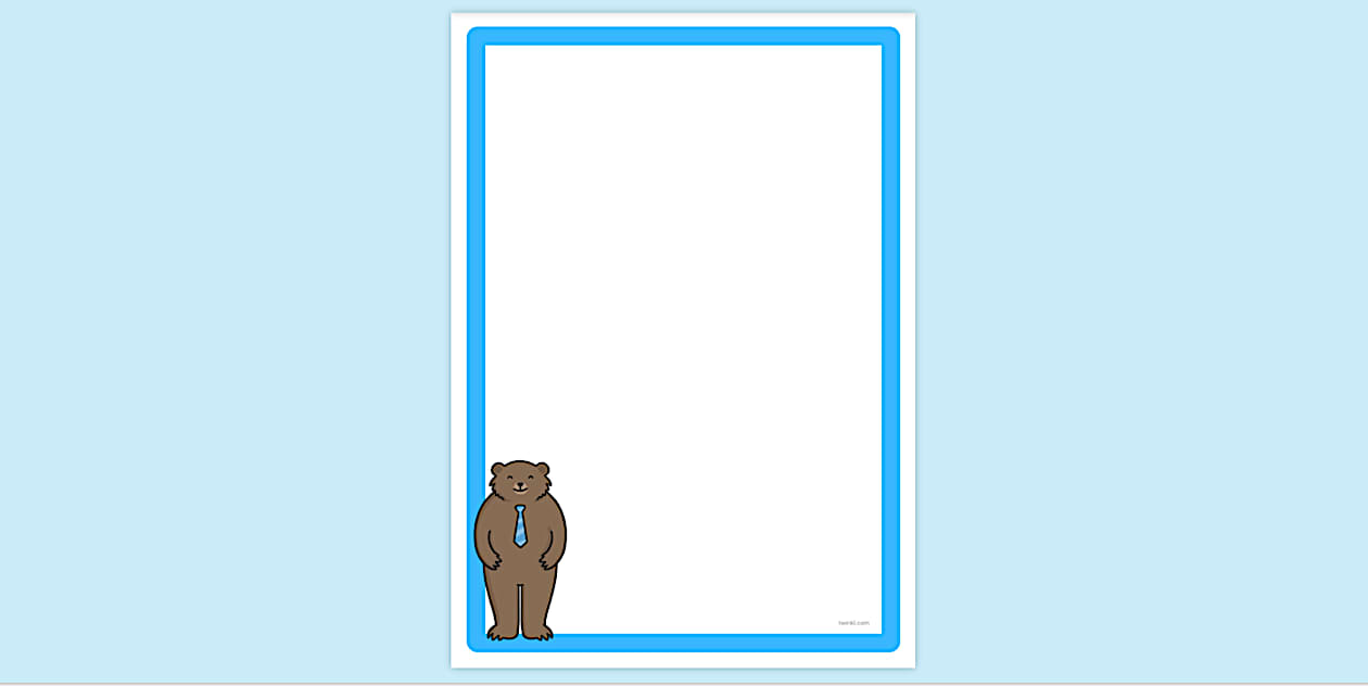 Simple Blank Daddy Bear Page Border | Page Borders | Twinkl