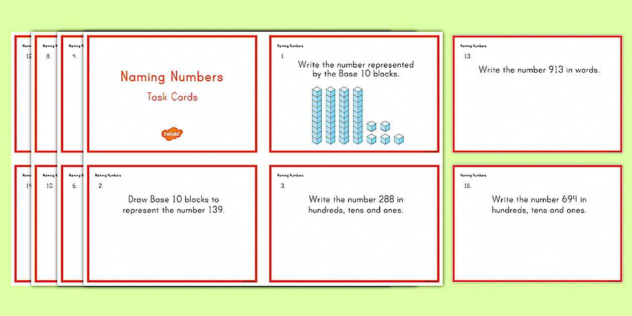 Second Grade Naming Numbers Task Cards - Twinkl