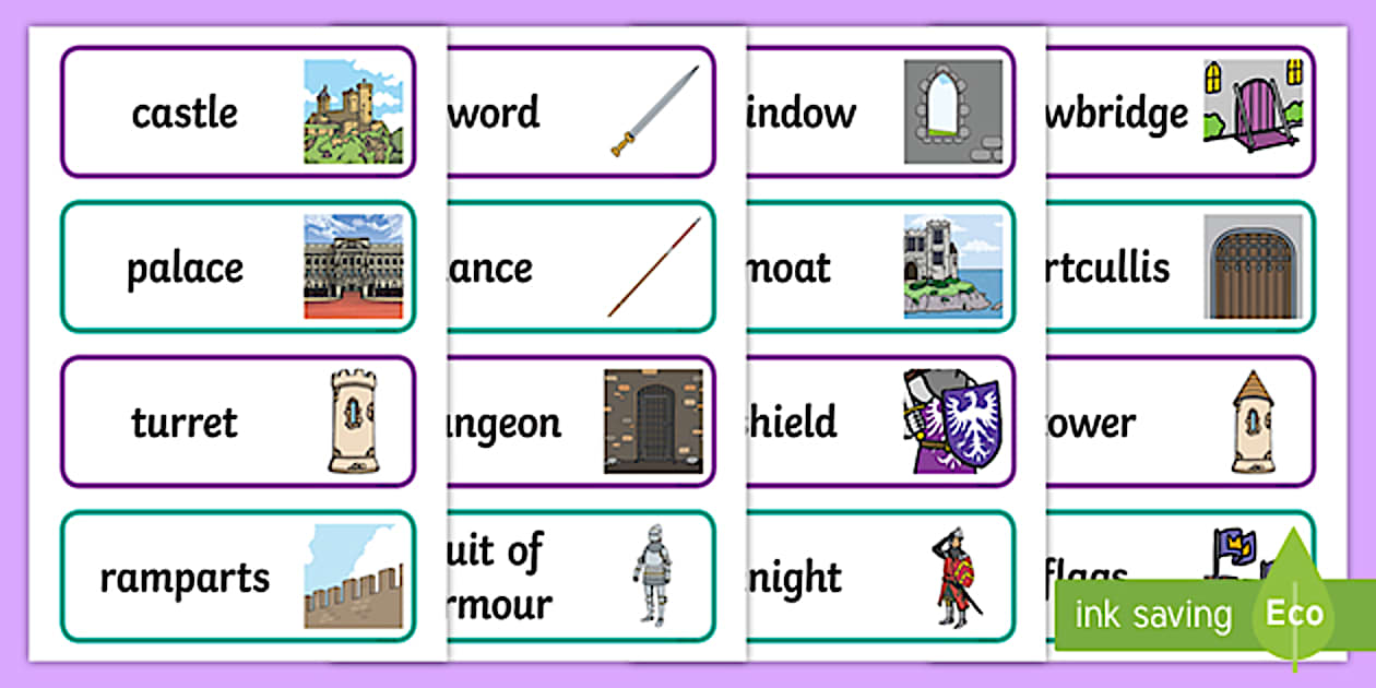 Castles and Knights Word Cards (teacher made) - Twinkl