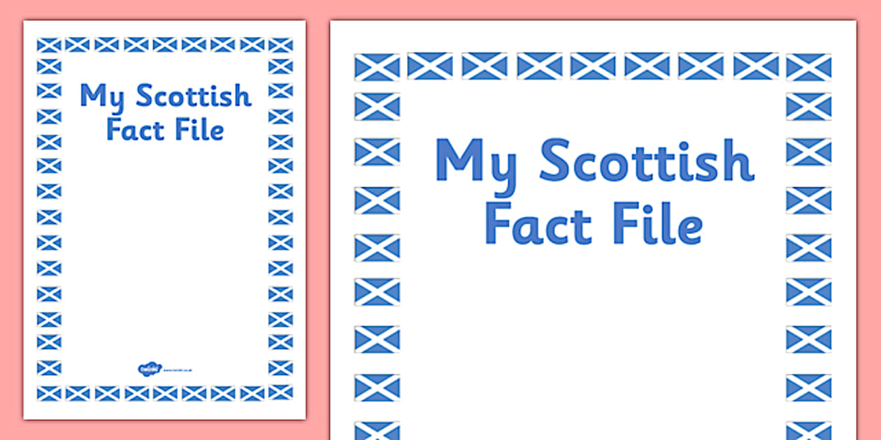 Black and White My Scottish Fact File Template Front Cover