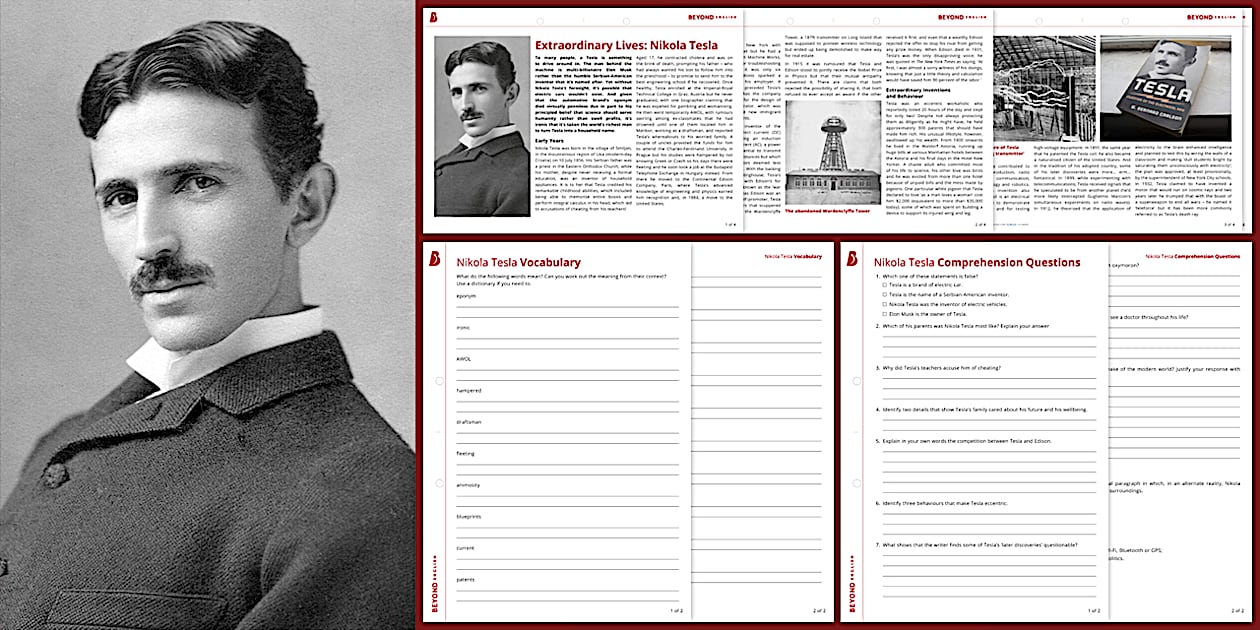 Extraordinary Lives: Nikola Tesla Reading Comprehension