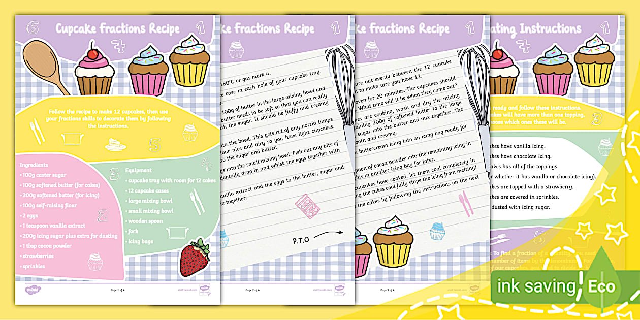 Cupcake Fractions Recipe (teacher made) - Twinkl