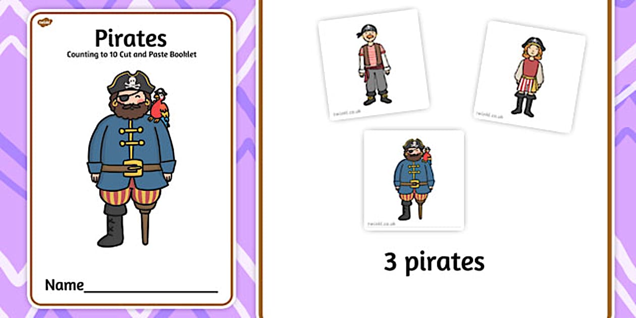 Black and White Pirates Counting to 10 Cut and Paste Booklet