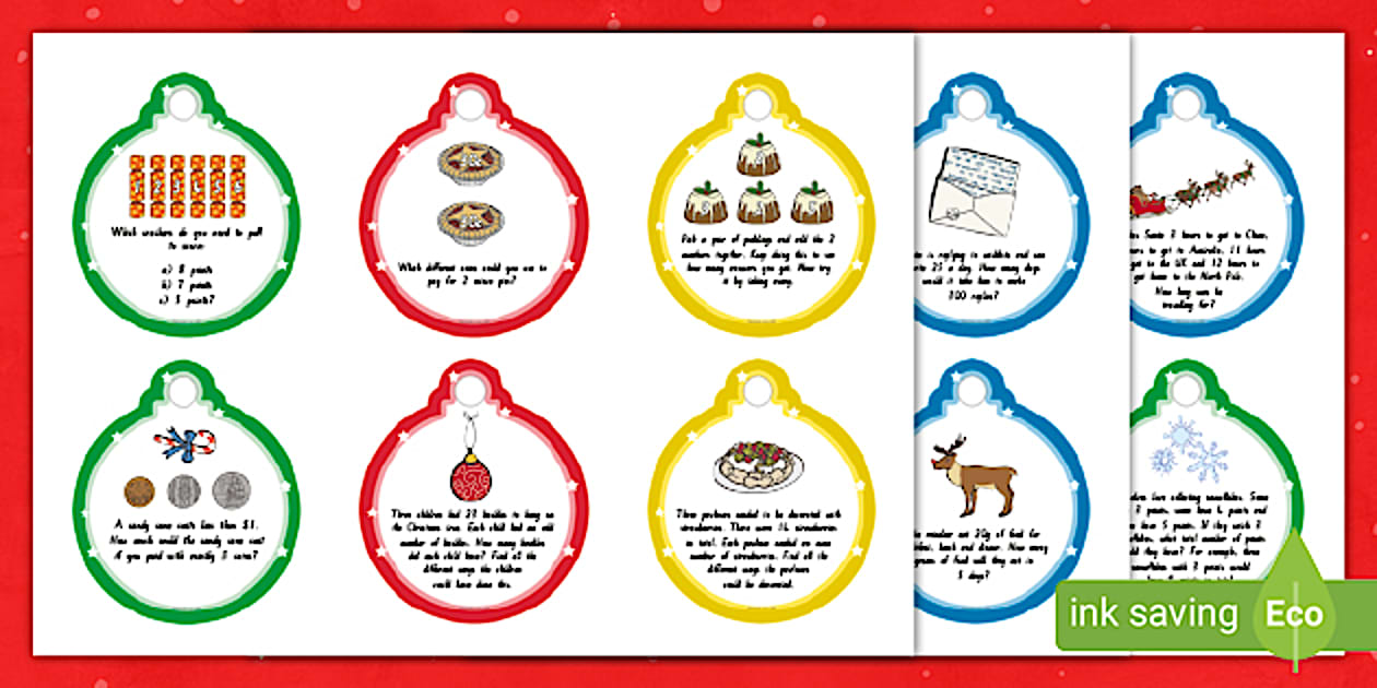 Christmas Maths Challenge Baubles (teacher made) - Twinkl