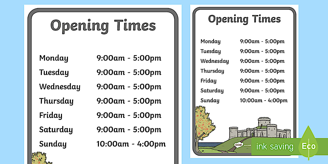 Medieval Castle Role Play Opening Times (Teacher-Made)