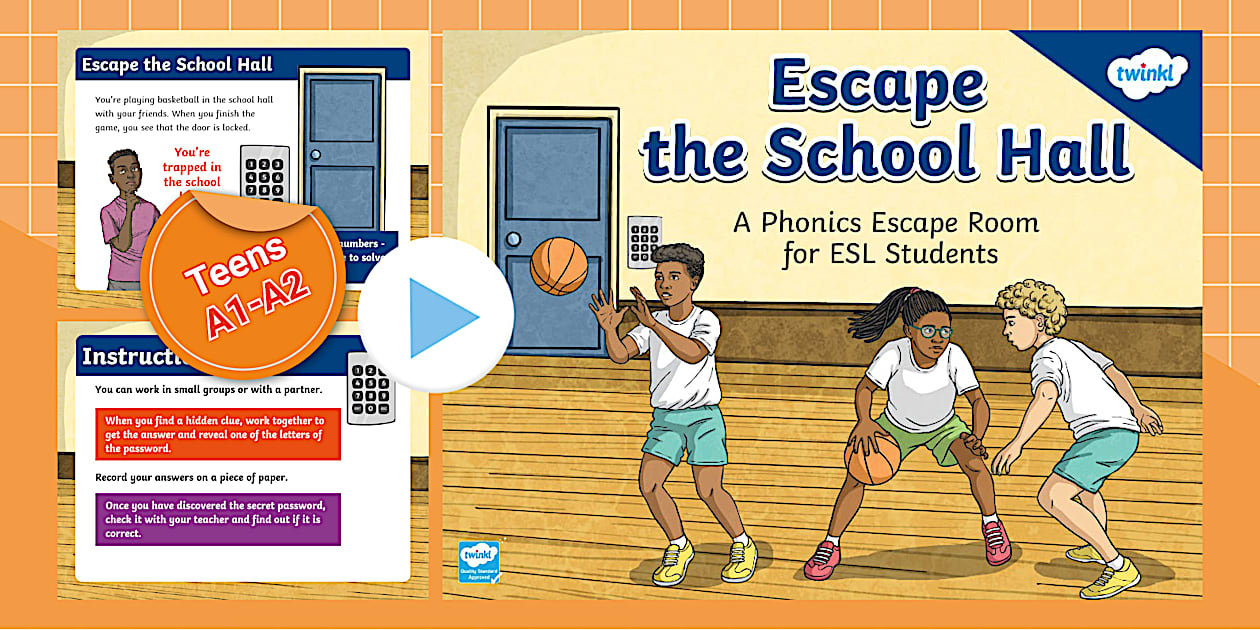 ESL Escape the School Hall Phonics Escape Room - Twinkl