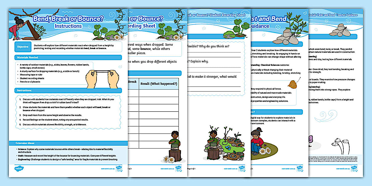 STEM Outdoors: Bend, Break or Bounce? (teacher made)