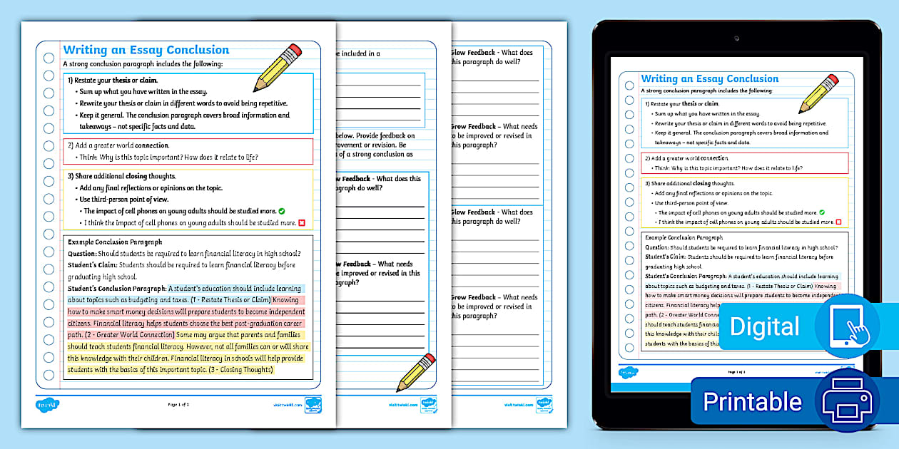 Practice Writing a Conclusion Worksheet | Twinkl USA