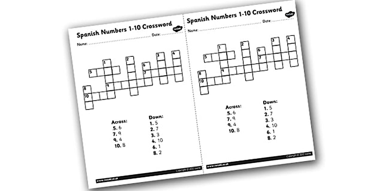 Spanish Numbers Crossword (teacher made) - Twinkl