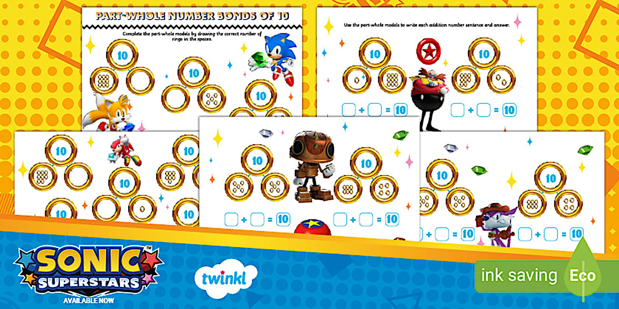 FREE! - 👉 Sonic: Golden Rings Part-Whole Number Bonds of 10 Activity