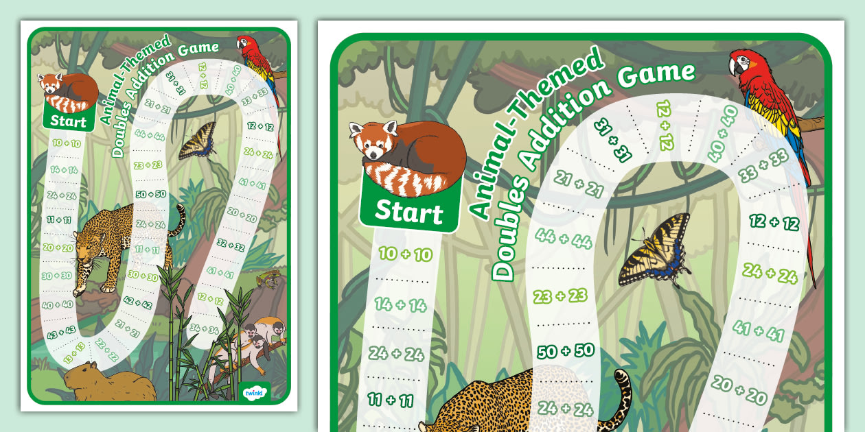 👉 Animal-Themed Doubles Addition Game - Twinkl