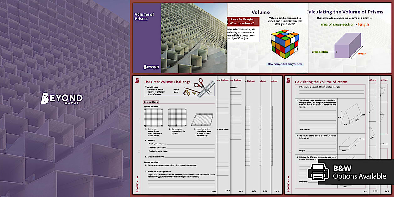 Volume of Prisms Lesson Pack (teacher made) - Twinkl