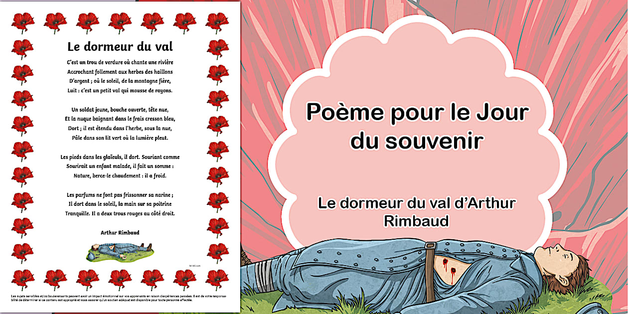 Poème pour le Jour du souvenir : Le dormeur du val d'Arthur Rimbaud