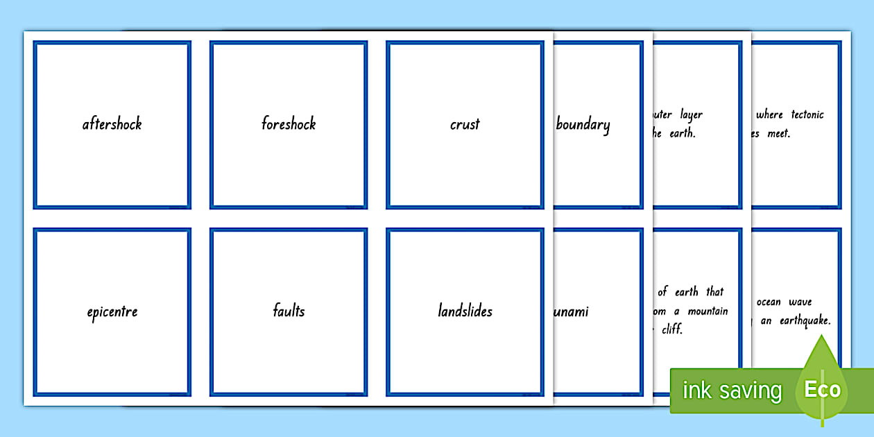 Earthquake Vocabulary Matching Cards (teacher made) - Twinkl