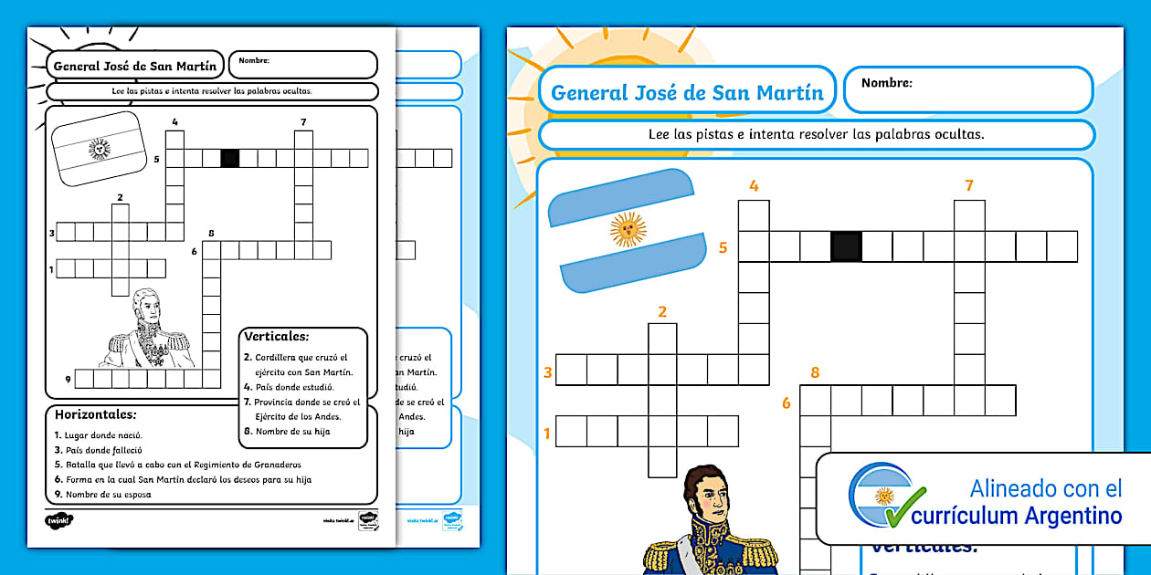 Crucigrama de San Martín con respuestas - Twinkl