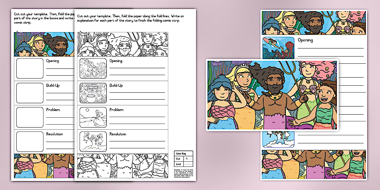 Little Mermaid Folding Comic Strip Template (Lehrer gemacht)