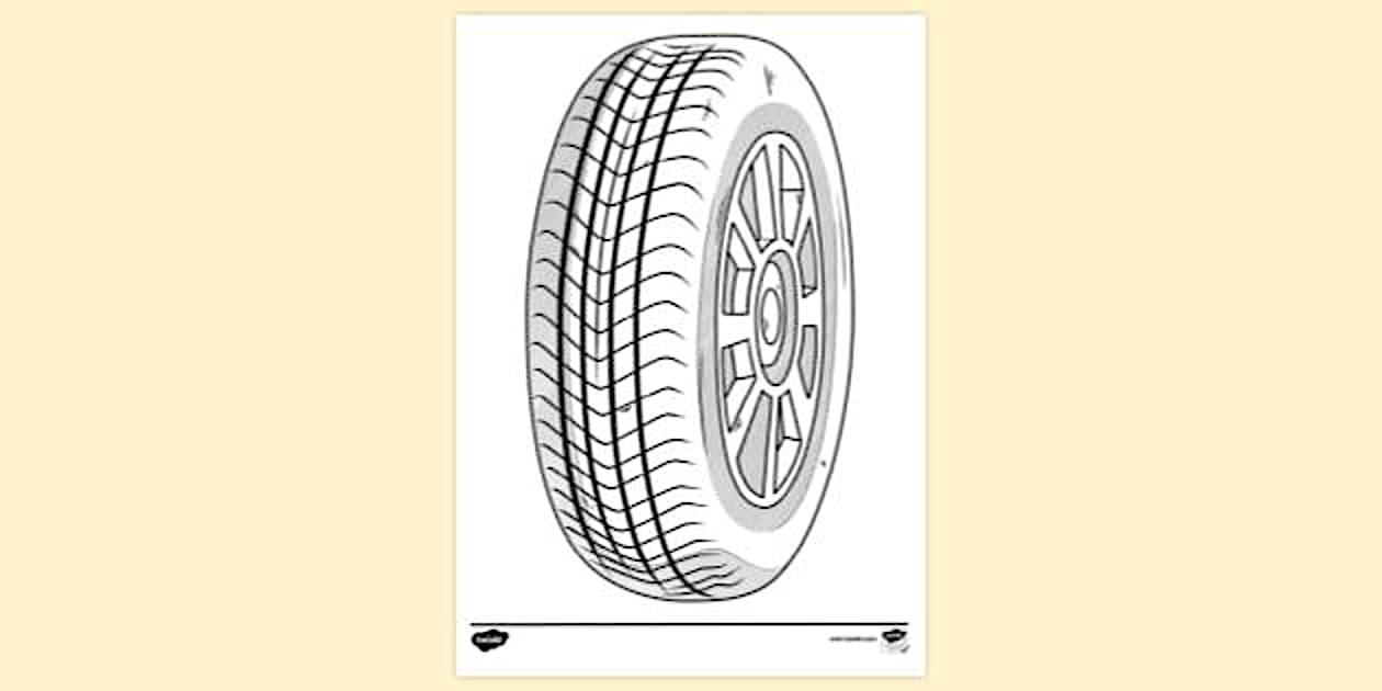 Car Tyre at Angle Colouring Sheet | Colouring Sheets