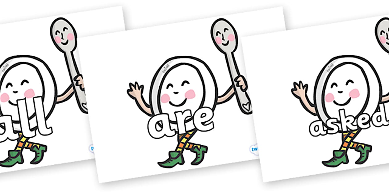 Tricky Words on Plate and Spoon (teacher made) - Twinkl