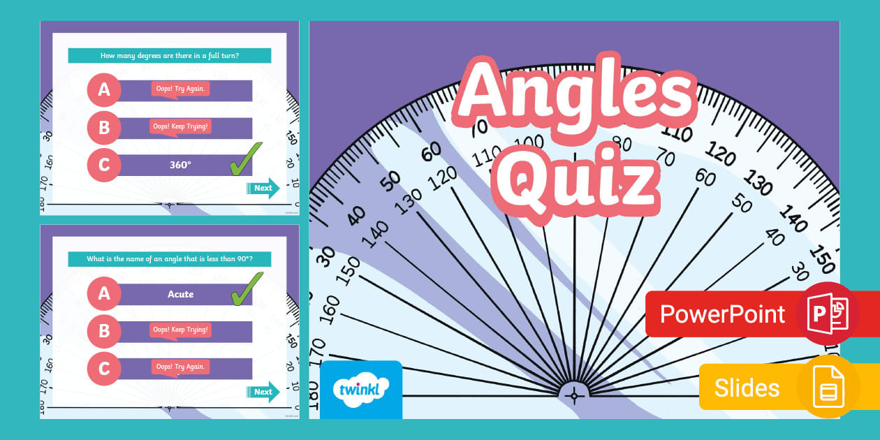 Fourth Grade Angles Quiz PowerPoint & Google Slides