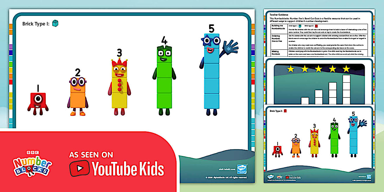 Numberblocks: Numberblock 5's Band Cut-Outs (Teacher-Made)