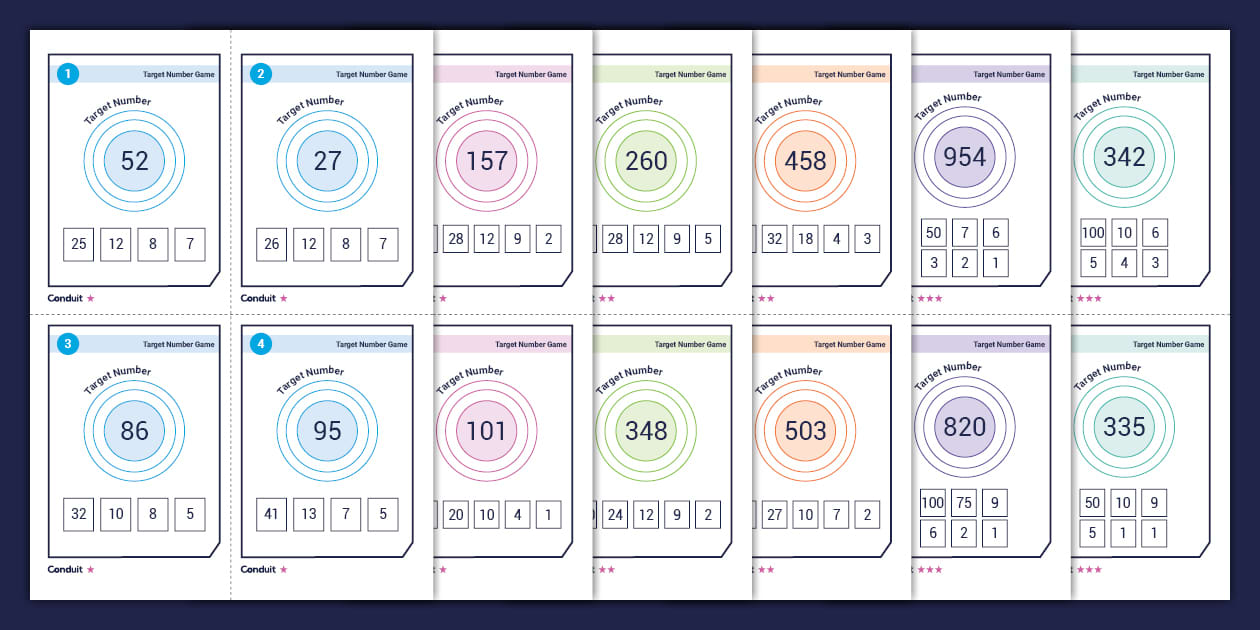 Target Number Challenge Game Cards (teacher made) - Twinkl