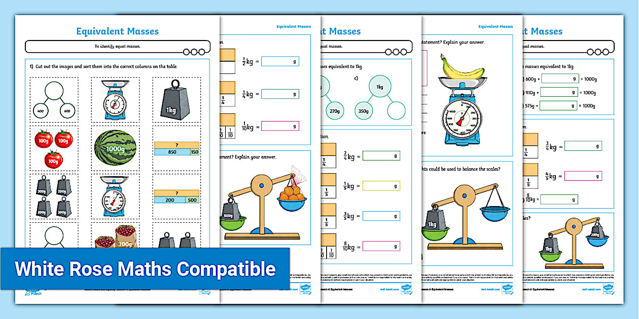 👉 Equivalent Masses Differentiated Maths Worksheets