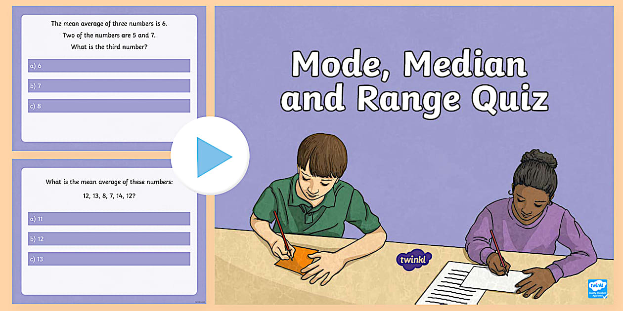 Mode Median and Range PowerPoint Test (teacher made)