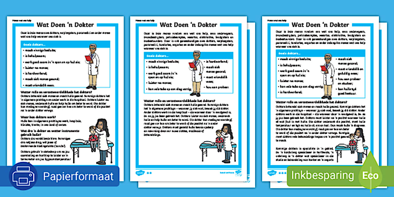 Wat Doen 'n Dokter? (teacher made) - Twinkl