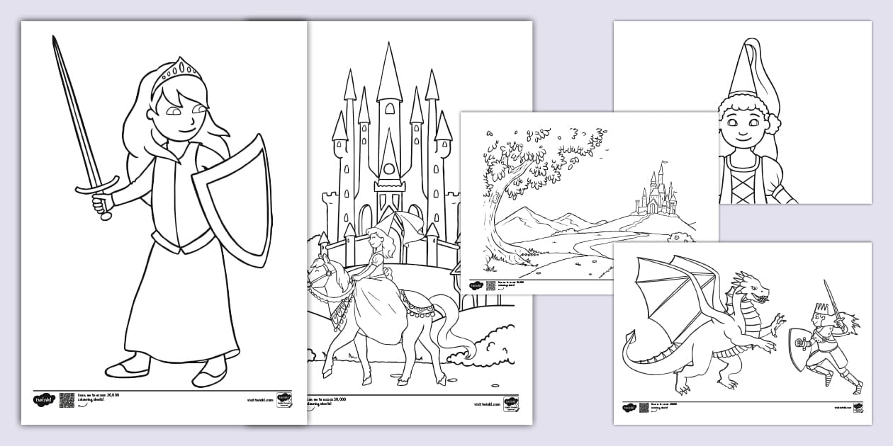 Princesses and Castles Colouring Pages - EYFS - KS1 - Twinkl