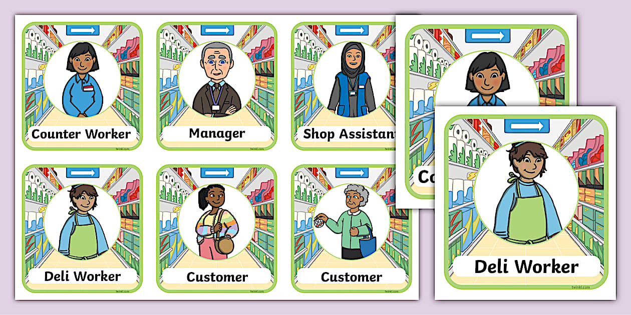 The Supermarket Aistear Role Play Badges (teacher made)