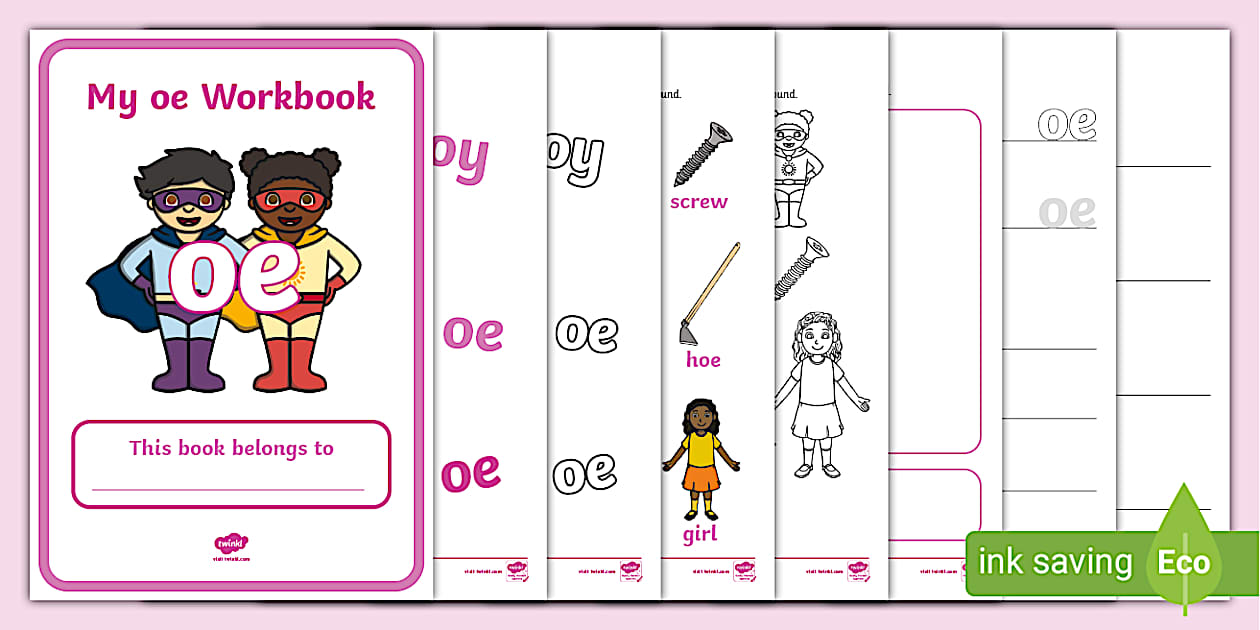 Black and White Phase 5 oe Grapheme Workbook (teacher made)