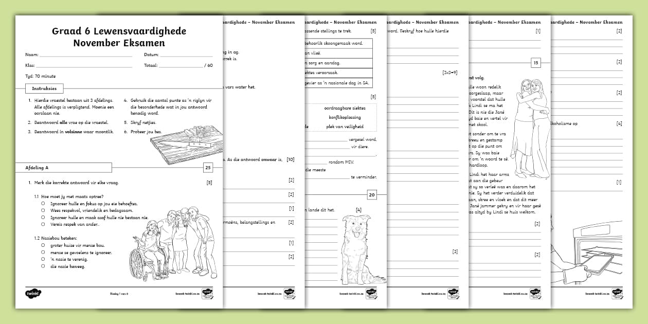 Graad 6 Lewensvaardighede Eksamen Kwartaal 4 - Twinkl