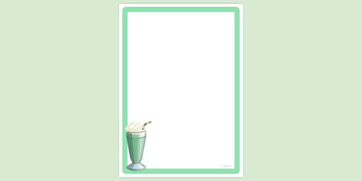 Green Milkshake Page Border (Teacher-Made) - Twinkl