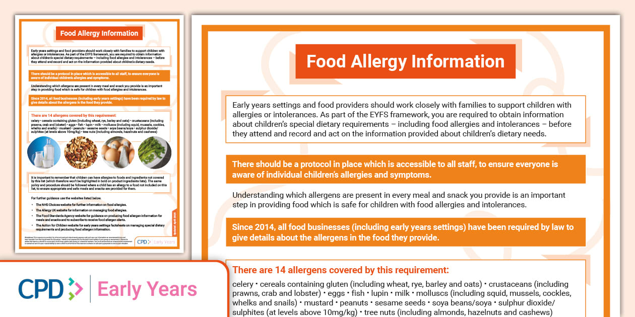 Food Allergy Information | Early Years CPD | Twinkl - Twinkl