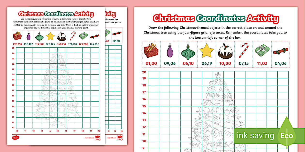 Christmas Tree Grid Coordinates Activity (Teacher-Made)