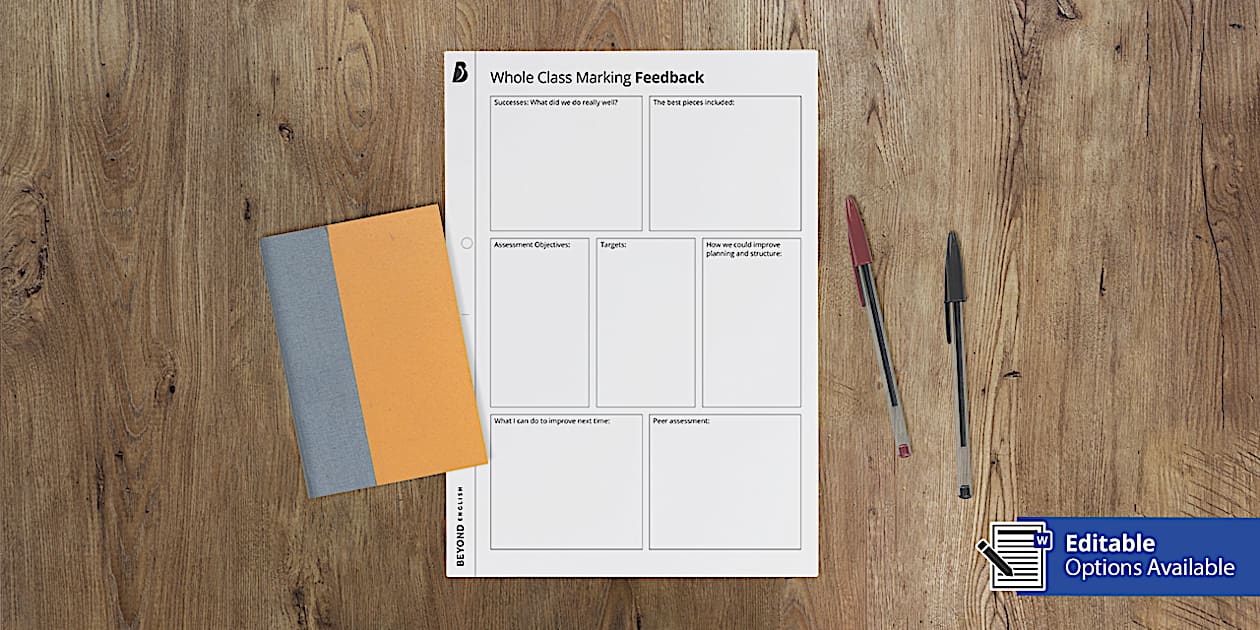 Whole Class Feedback Template for Secondary | Beyond English