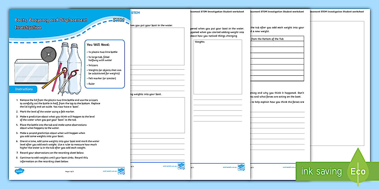 Boats, Buoyancy and Displacement STEM Investigation - Twinkl