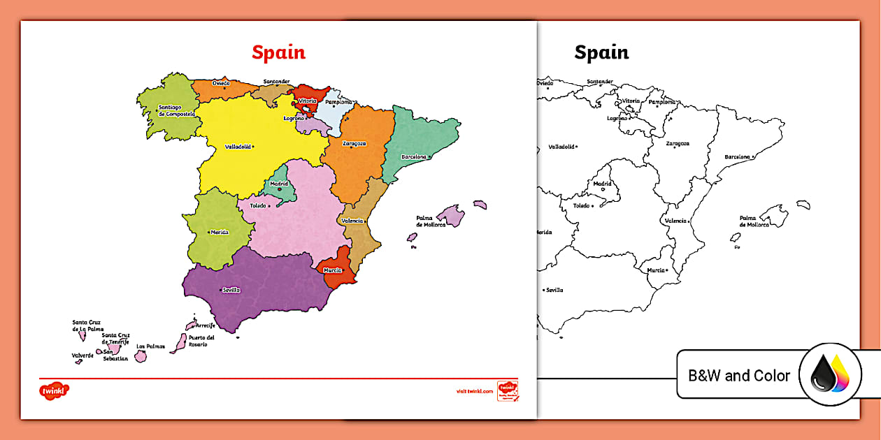 Main Cities of Spain Map (teacher made) - Twinkl