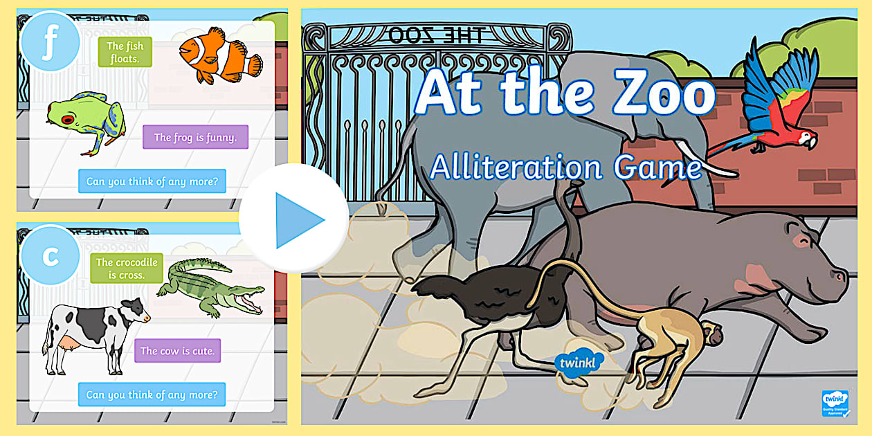 At the Zoo Alliteration PowerPoint - Bertha Goes to the Zoo Alliteration