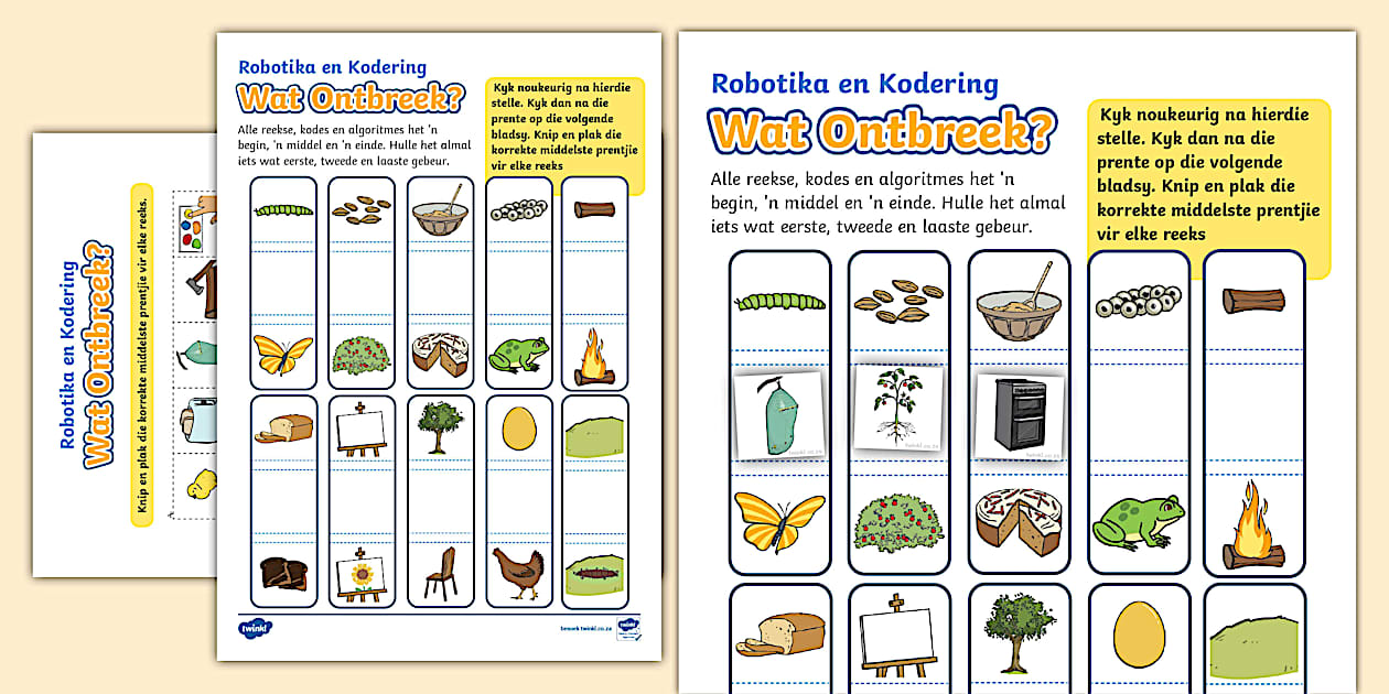 Graad 1 Robotika en Kodering Wat ontbreek? (teacher made)