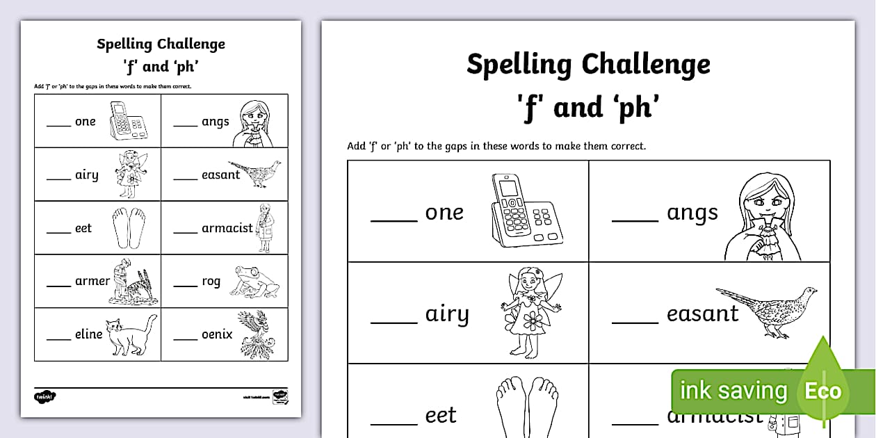 F or Ph Spelling Challenge (teacher made) - Twinkl