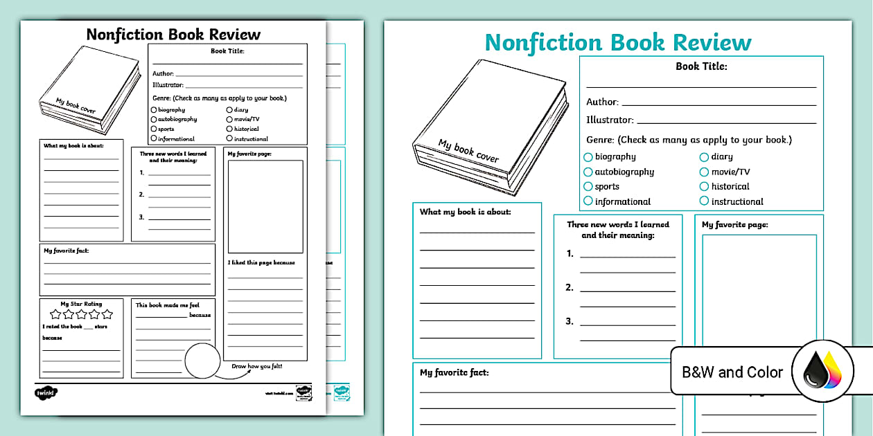 In-Depth Nonfiction Book Review Writing Template - Twinkl