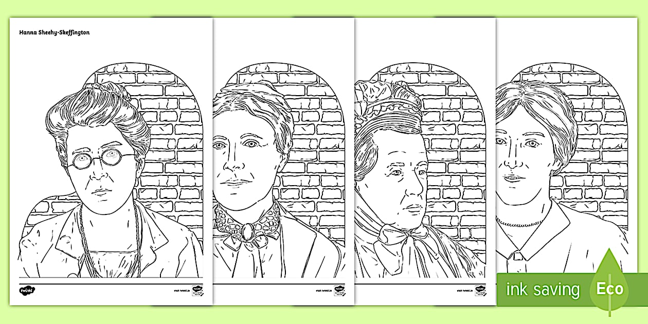 Irish Suffragettes Colouring Pages (teacher made) - Twinkl