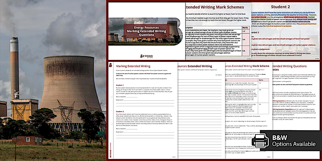 Energy Resources (Fossil Fuels and Nuclear) - Marking Extended Writing