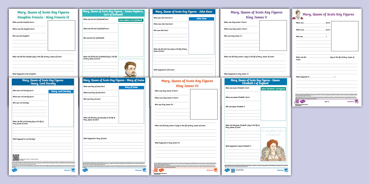 Mary, Queen of Scots Key Figures Fact File Pack - Twinkl