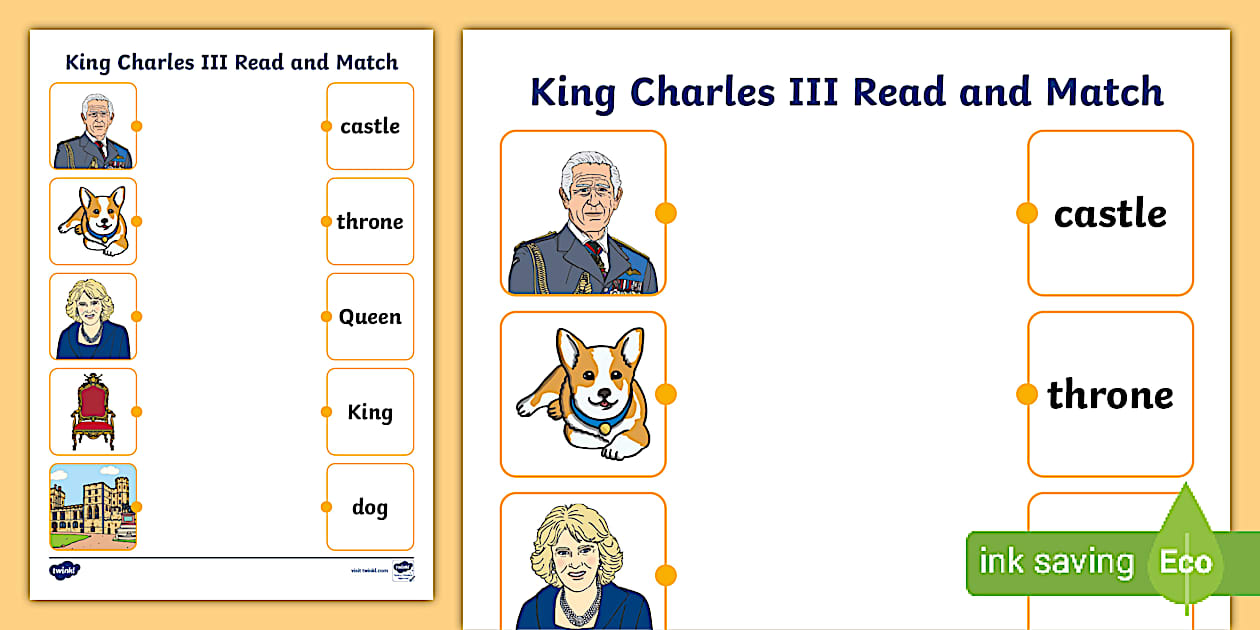 SEND Workstation Activity King Charles III Read and Match